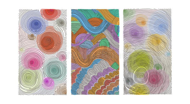 Vector Abstract Pattern, Curved Lines, Grunge Boho Background Stock ...