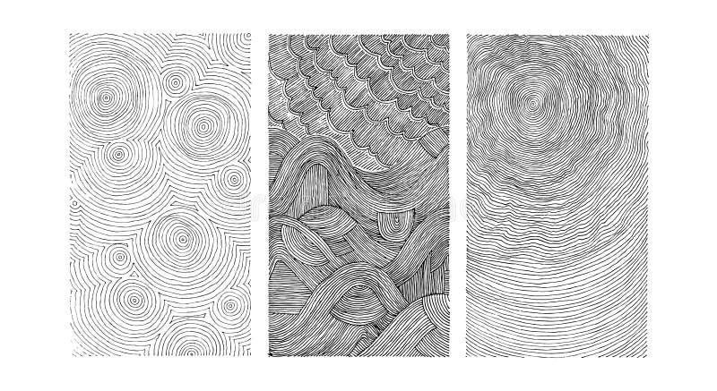 Vector Abstract Pattern, Curved Lines, Grunge Boho Background Stock ...