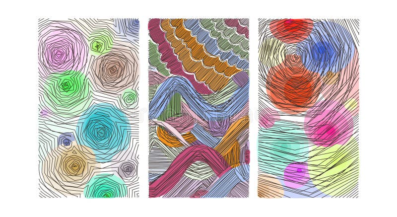 Vector Abstract Pattern, Curved Lines, Grunge Boho Background Stock ...