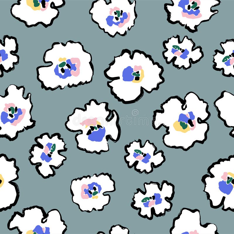 Vector Abstract Pen Brush Drawing Simple and Modern Flower Illustration ...