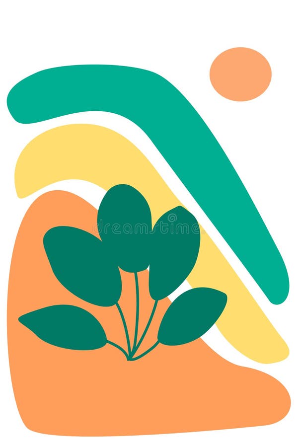 Vector Abstract Plant with Shapes Background. Style Template for Cards ...