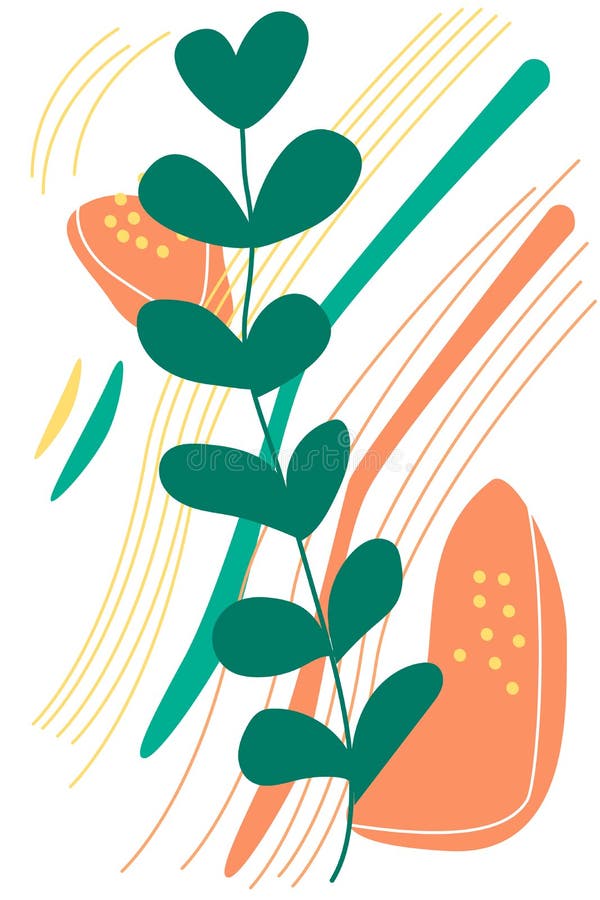 Vector Abstract Plant with Shapes Background. Style Template for Cards ...
