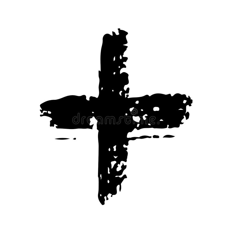 Vector Abstract Plus Cross Brush Hand Drawn Texture in Black Color ...