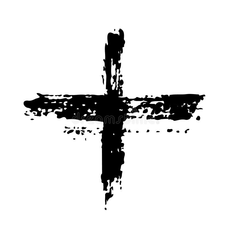Vector Abstract Plus Cross Brush Hand Drawn Texture in Black Color ...