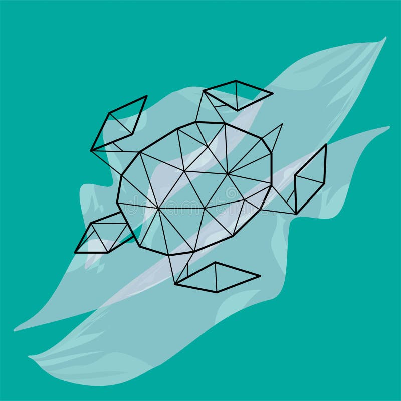 Vector Abstract Polygonal Geometric Abstract Turtle on Sea Waves Stock ...