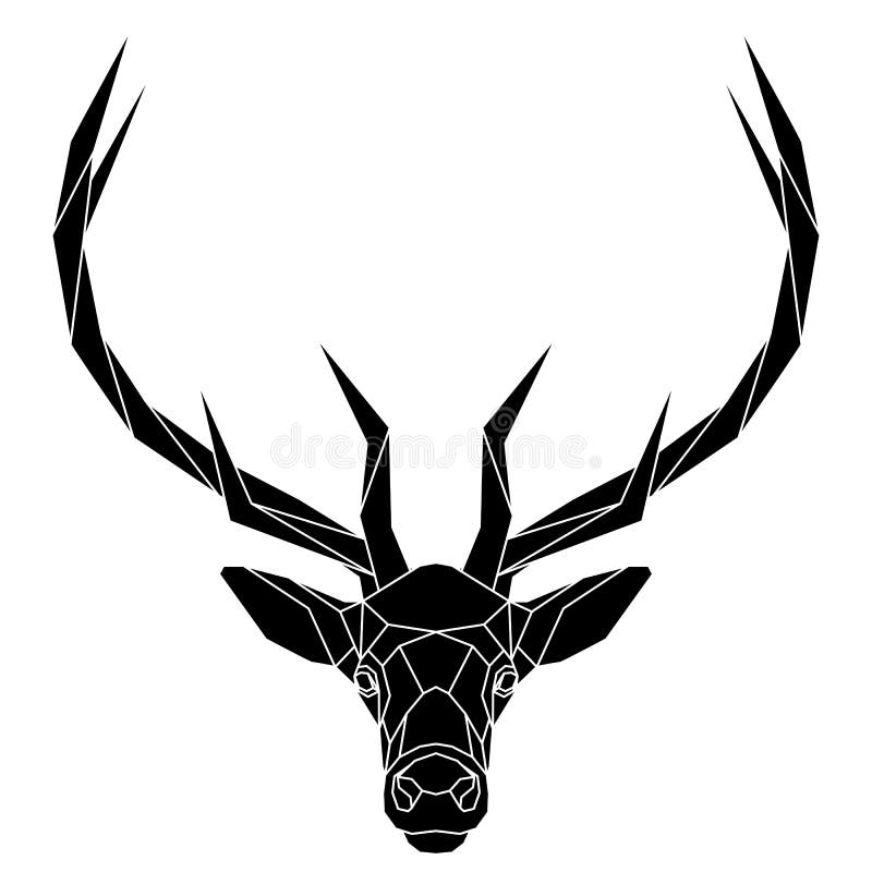 The Black Geometric Head of Deer. Polygonal Abstract Elk Animal. Vector ...