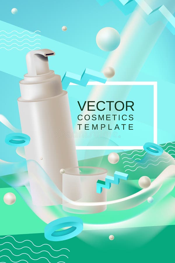 Vector Abstract Poster or Banner Cosmetics Template in Blue and Green ...