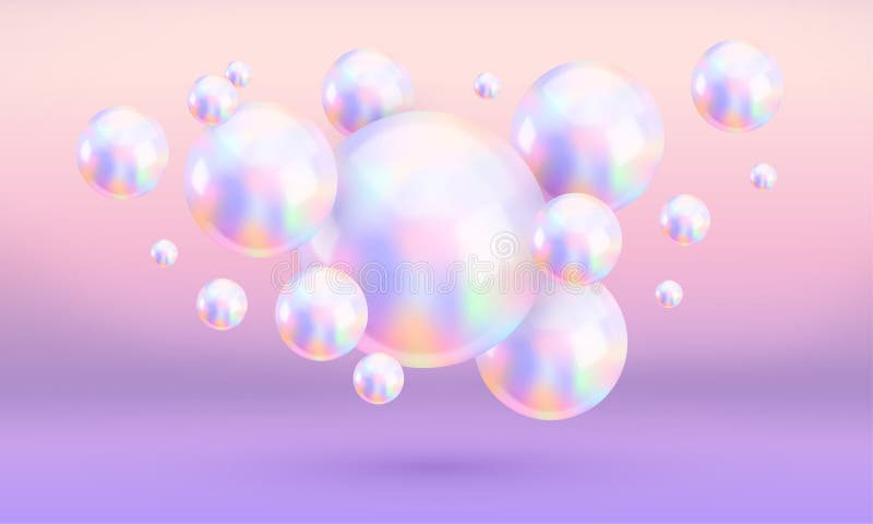 Vector Abstract Rainbow Holographic Balls Gradient Background. Floating ...