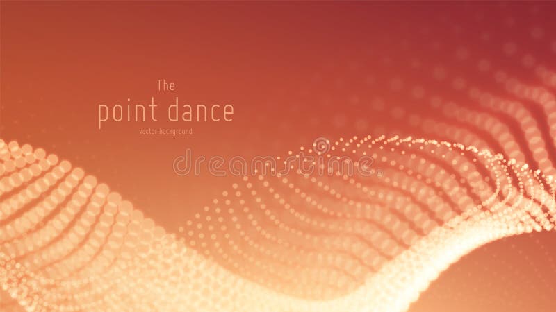 Vector Abstract Red Particle Wave, Points Array, Shallow Depth of Field. Futuristic Illustration ...