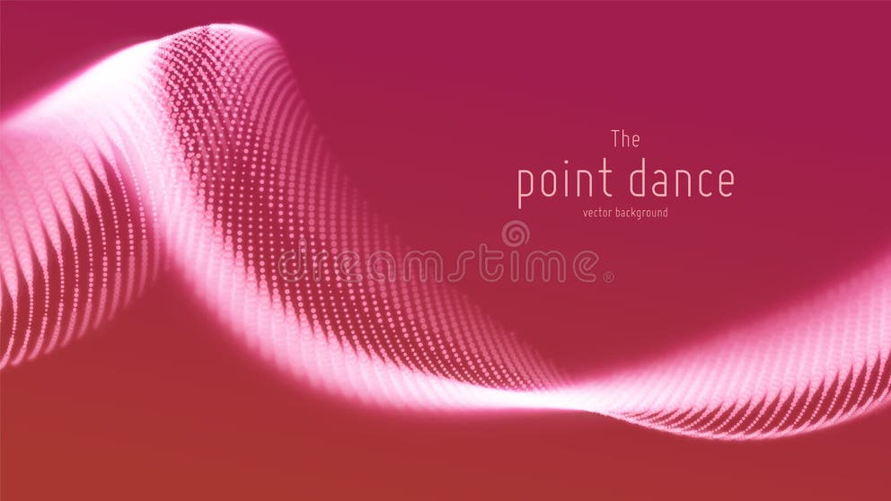 Vector Abstract Red Particle Wave, Points Array, Shallow Depth of Field. Futuristic Illustration ...