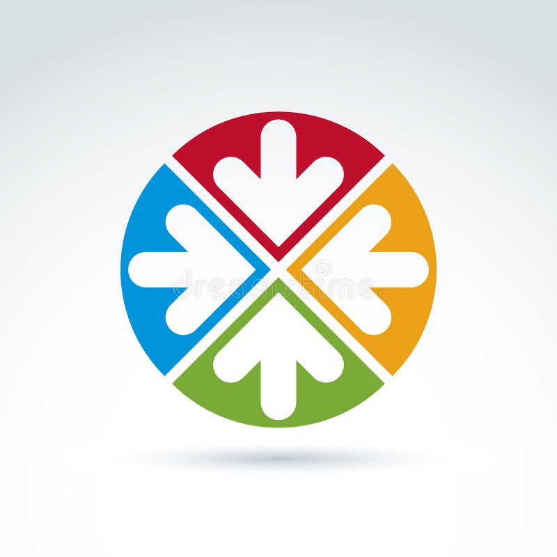 Vector Abstract Round Icon with Four Arrow, Abstract Symbol, Design ...