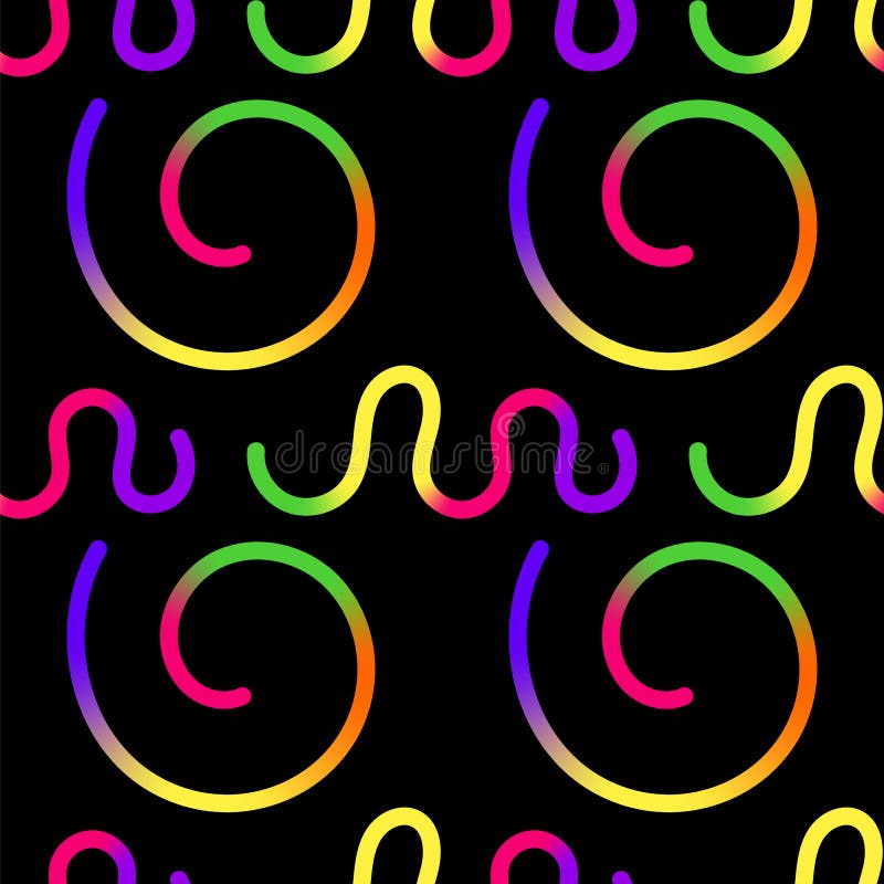 Vector Abstract Seamless Colored Gradient Shapes Set. Squiggly Design ...