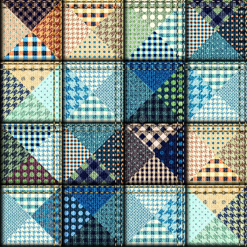 Vector Abstract Seamless Patchwork Pattern Stock Vector - Illustration ...