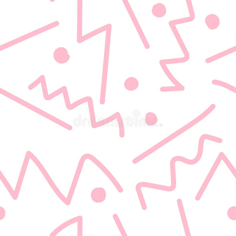 Vector Abstract Seamless Pattern. Prints Pink Lines and Hand Drawn ...