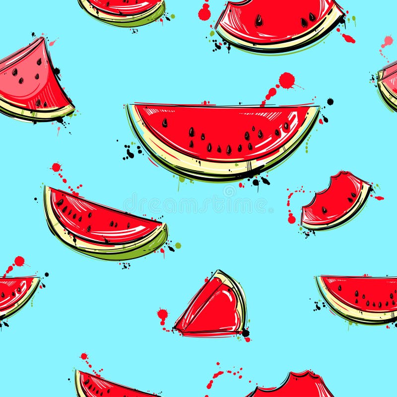 Vector Abstract Seamless Pattern with Slices of Watermelon Stock Vector ...