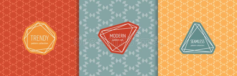 Vector Abstract Seamless Patterns Collection with Modern Labels. Floral ...