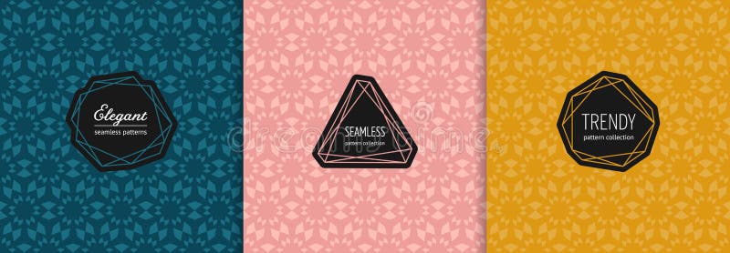Vector Abstract Seamless Patterns Collection with Modern Labels. Floral ...