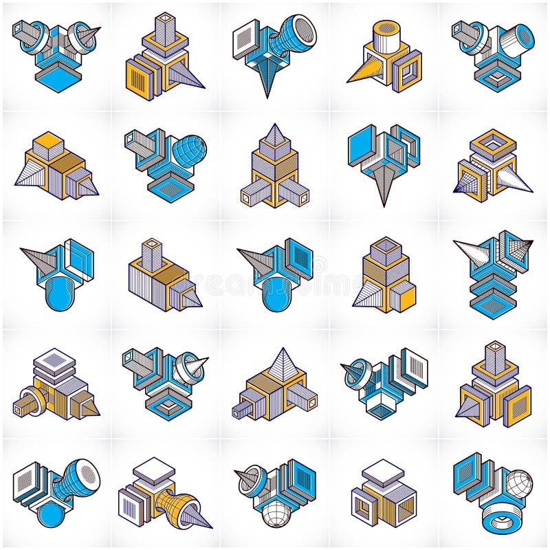 Vector Abstract Shapes Collection Stock Vector - Illustration of draft ...