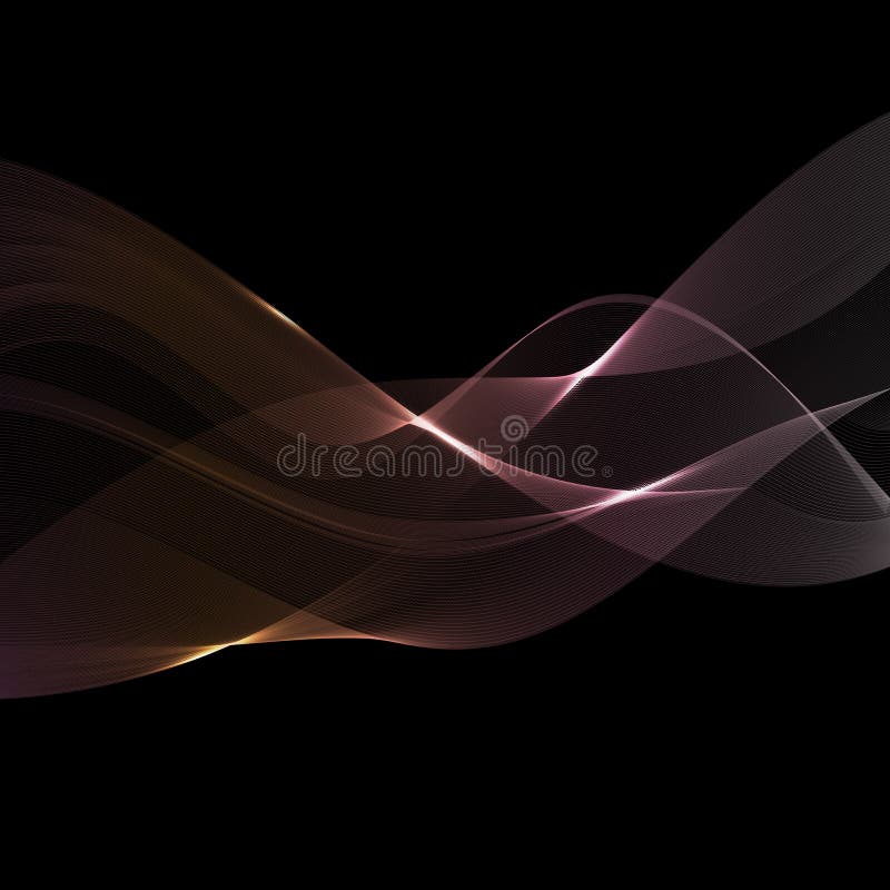 Vector Abstract Shining Wave Background. Pink Waves on a Dark ...