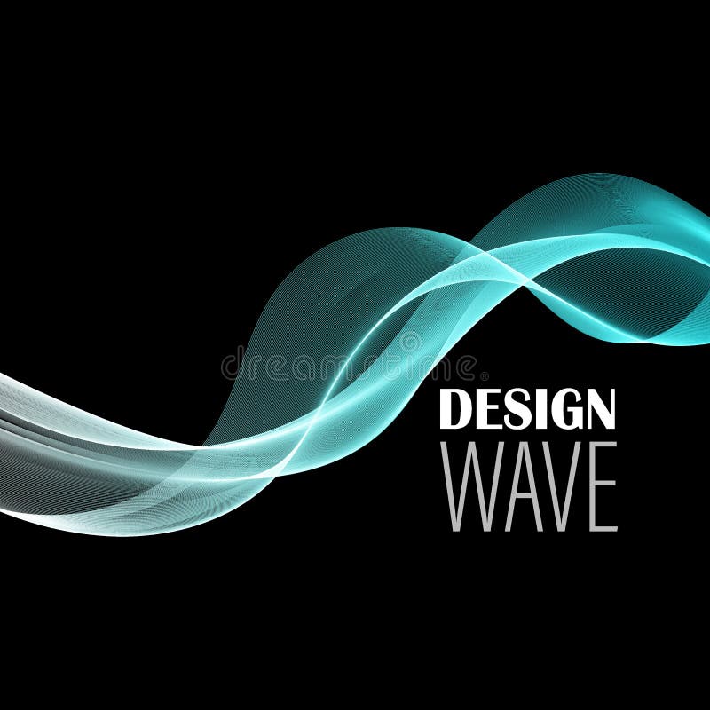 Vector Abstract Shiny Color Blue Wave Design Element on Dark Background ...