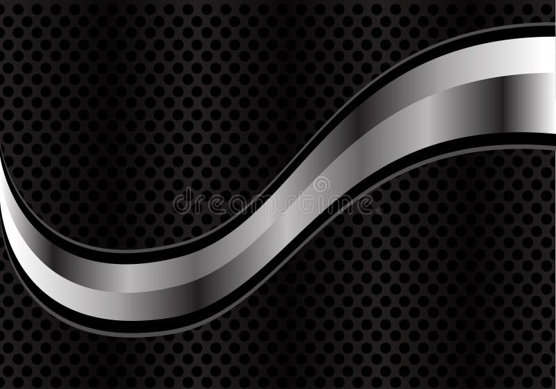Vector Abstract Silver Curve on Black Circle Mesh. Stock Vector ...