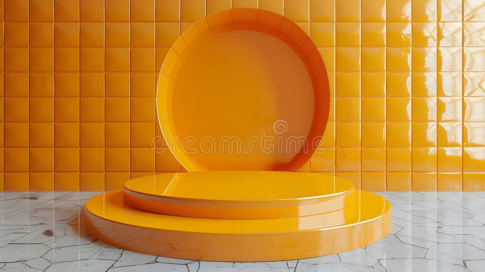 Vector Abstract Studio Room with 3D Geometric Platform Stock ...