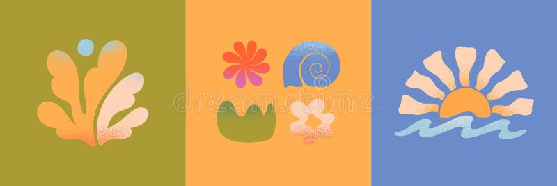 Vector Abstract Summer Nature Elements.Hand Drawn Palm,organic Forms ...