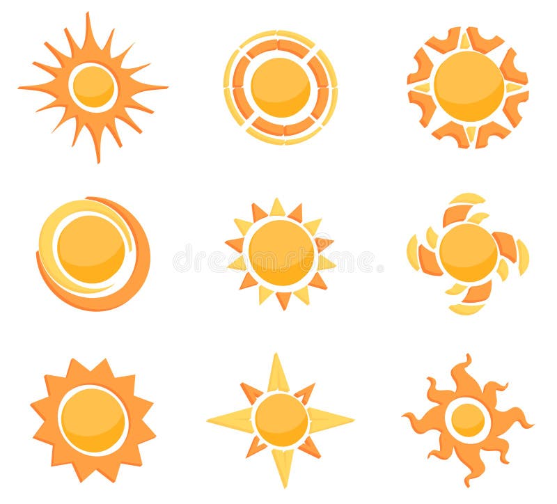 Abstract Sun Shapes Collection Stock Vector - Illustration of emblems ...