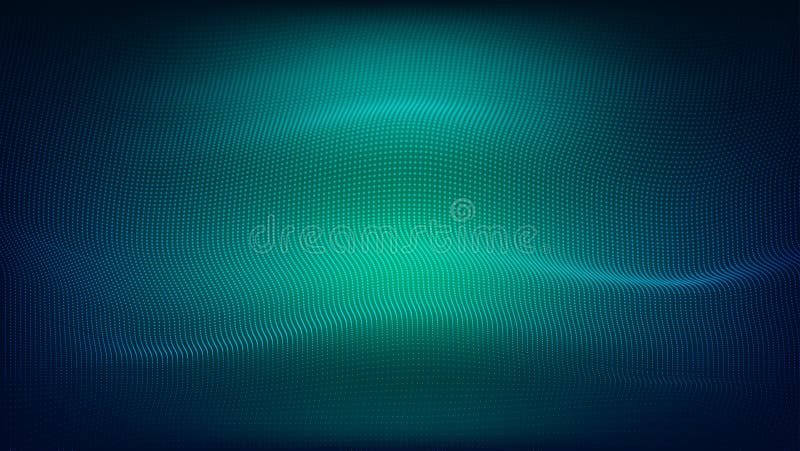 Vector Abstract Techno Background with Light Particles in Green and ...