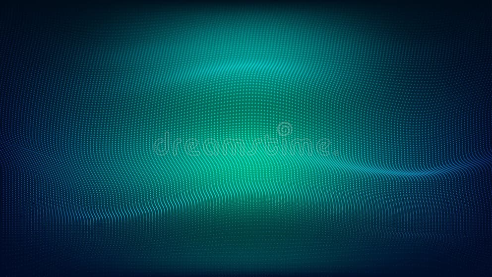 Vector Abstract Techno Background with Light Particles in Green and ...