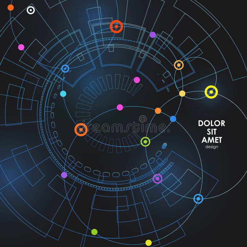 Vector Abstract Technology Background with Dots and Line Stock Vector ...