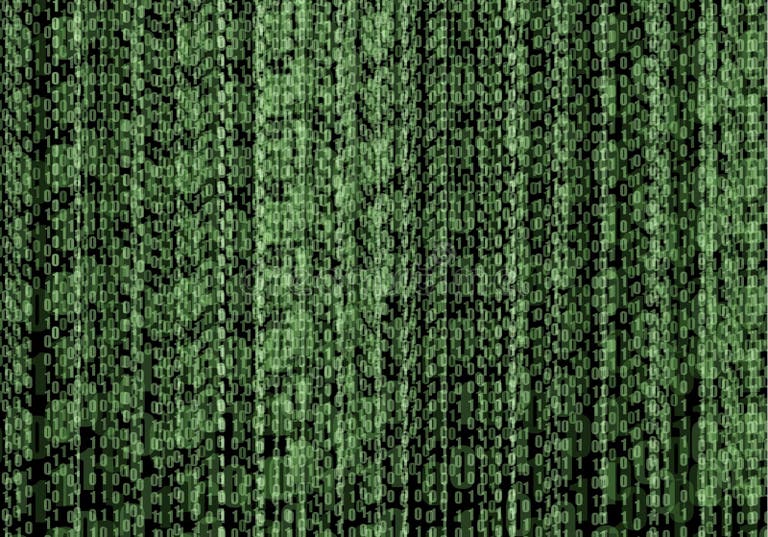 Vector Abstract Technology Binary Code Stream Green Background ...