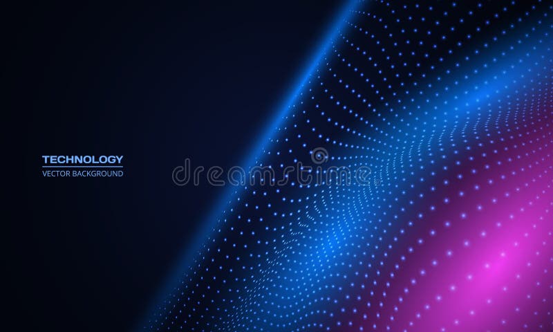 Vector Abstract Technology Digital Wave of Particles Mesh Background ...