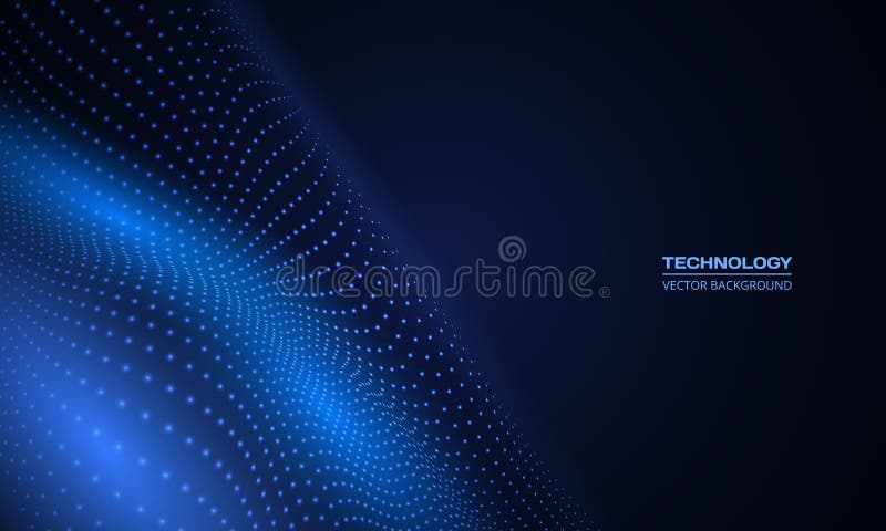Vector Abstract Technology Digital Wave of Particles Mesh Background ...