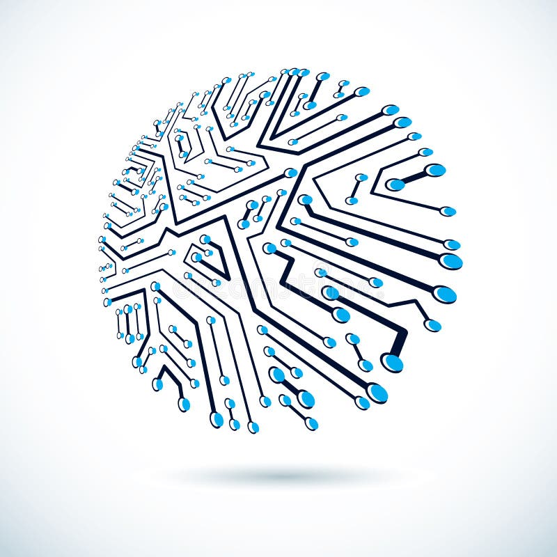 Vector Abstract Technology Illustration with Circular Circuit Board ...