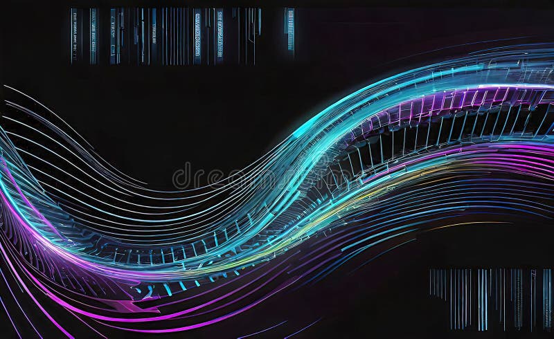 Vector Abstract Technology, Light Neon Digital Lines for Artificial ...