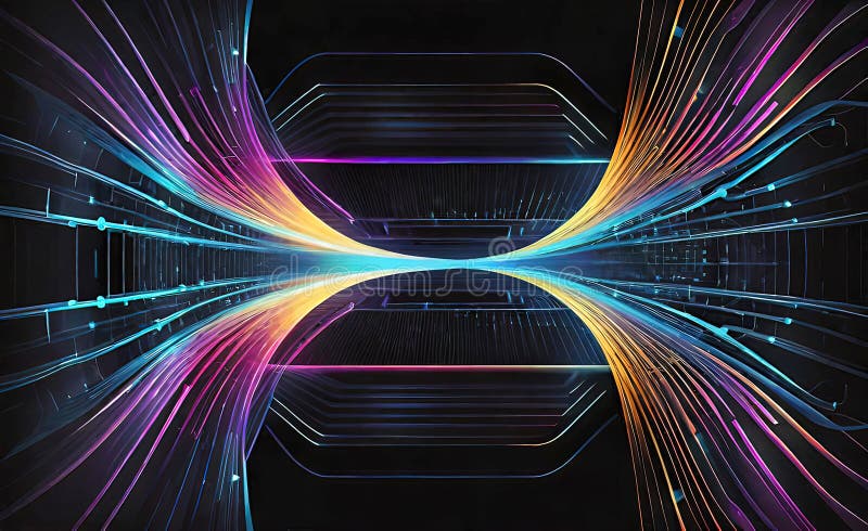 Vector Abstract Technology, Light Neon Digital Lines for Artificial ...