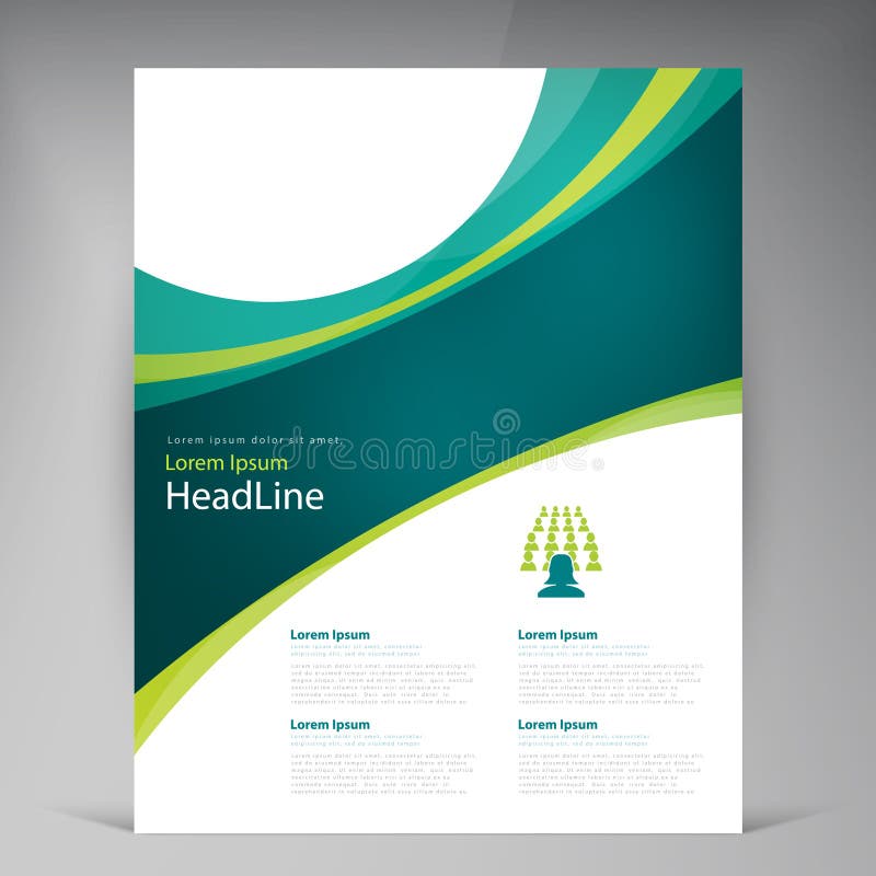 Vector Abstract Template Design Flyer, Cover with Turquoise and Green ...