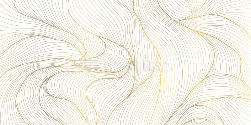 Vector Abstract Texture Luxury Background, Line Wave Organic Pattern. Elegant Shape Design, Gold ...