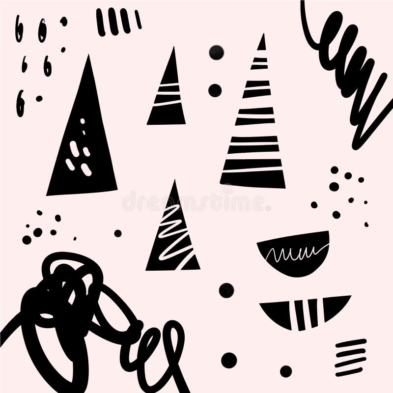 Vector Abstract Scandinavian Pattern. Hand Drawn Modern Shapes Stock ...