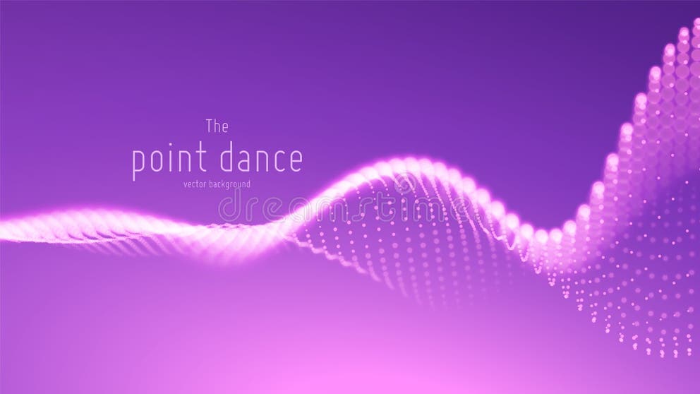 Vector Abstract Violet Particle Wave, Points Array, Shallow Depth of Field. Futuristic ...