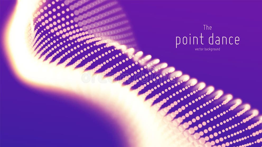 Vector Abstract Violet Particle Wave, Points Array, Shallow Depth of Field. Futuristic ...