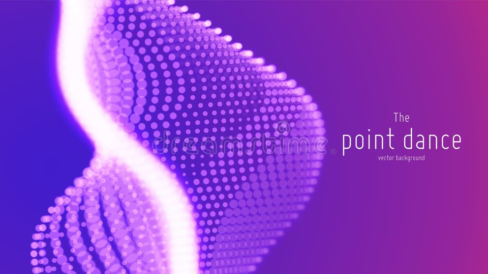 Vector Abstract Violet Particle Wave, Points Array, Shallow Depth of Field. Futuristic ...