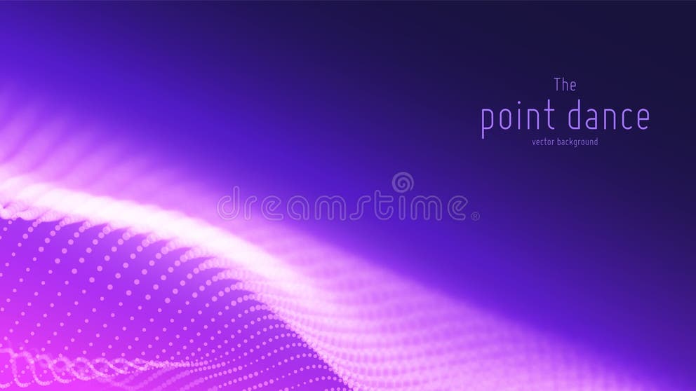 Vector Abstract Violet Particle Wave, Points Array, Shallow Depth of Field. Futuristic ...