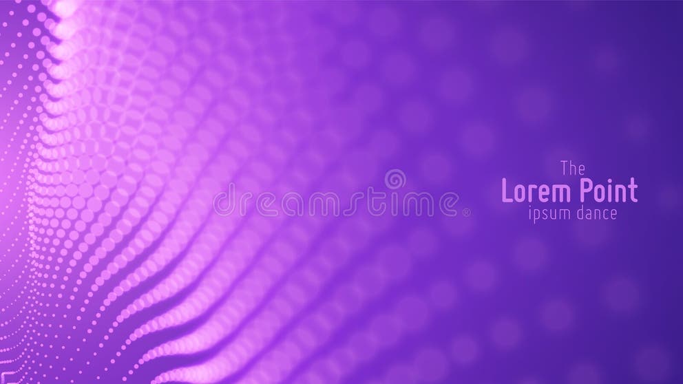 Vector Abstract Violet Particle Wave, Points Array, Shallow Depth of Field. Futuristic ...