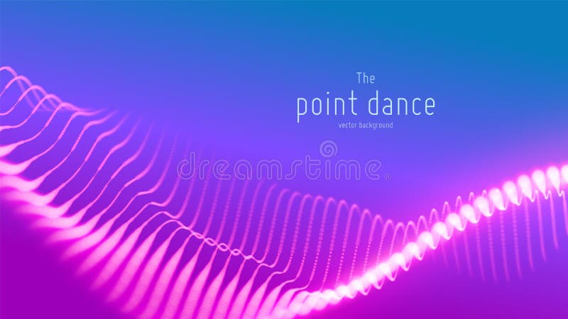 Vector Abstract Violet Particle Wave, Points Array, Shallow Depth of Field. Futuristic ...