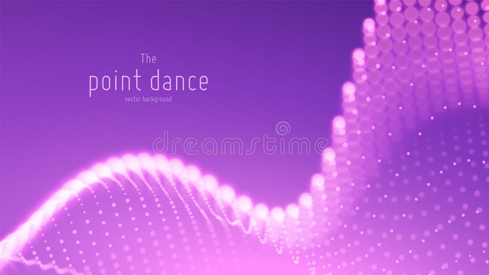Vector Abstract Violet Particle Wave, Points Array, Shallow Depth of Field. Futuristic ...