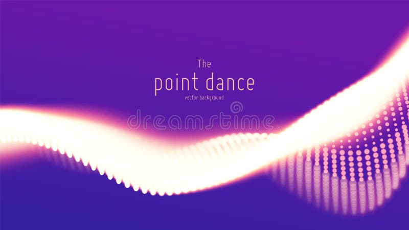 Vector Abstract Violet Particle Wave, Points Array, Shallow Depth of Field. Futuristic ...