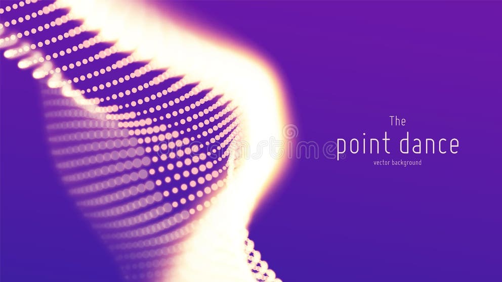 Vector Abstract Violet Particle Wave, Points Array, Shallow Depth of Field. Futuristic ...