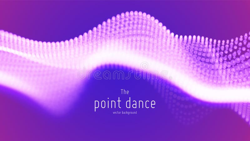 Vector Abstract Violet Particle Wave, Points Array, Shallow Depth of Field. Futuristic ...
